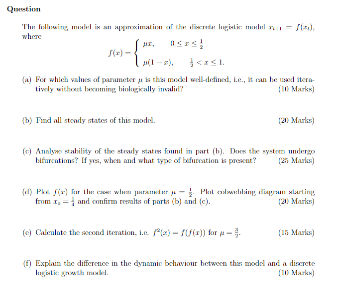Solved Question The following model is an approximation of | Chegg.com