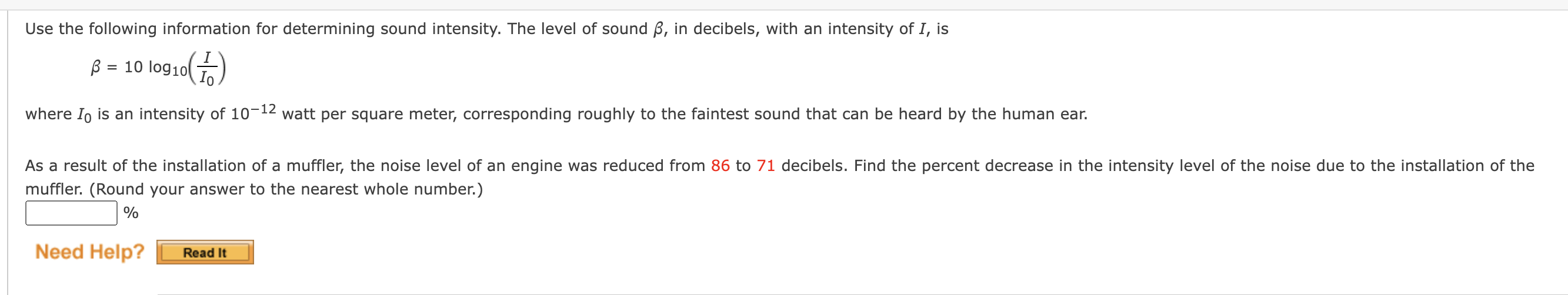 Solved Use the following information for determining sound | Chegg.com