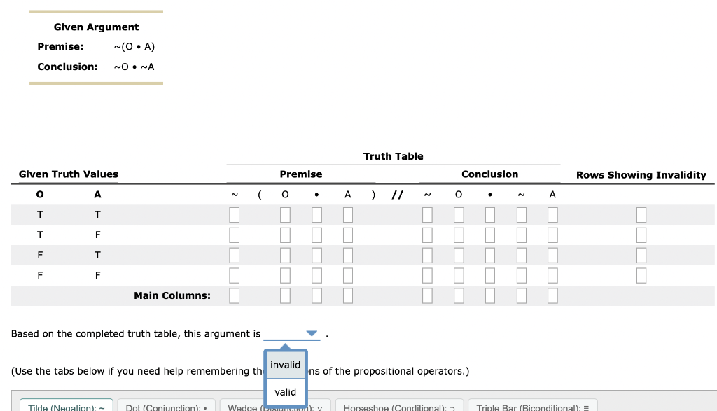 Therefore, if a truth table for an argument has at | Chegg.com