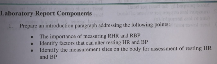 Solved RHR mean resting heart rate and RBP means resting | Chegg.com