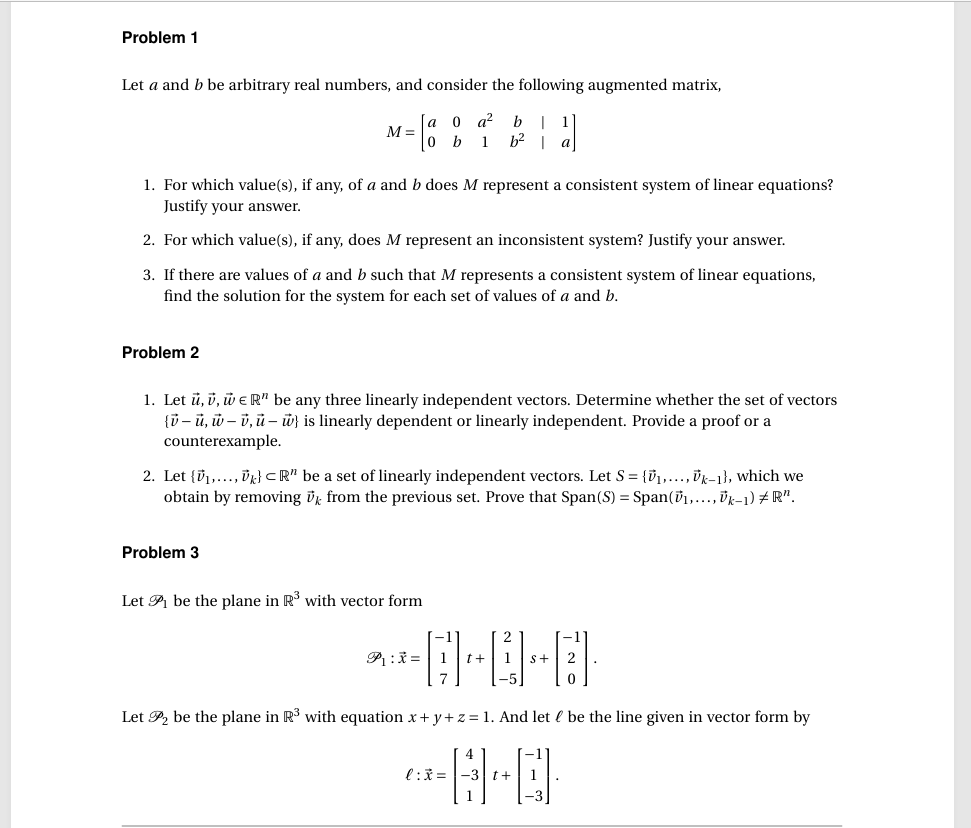 Solved Problem 1Let a and b be ﻿arbitrary real numbers, and | Chegg.com