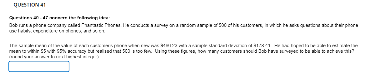 Solved QUESTION 41 Questions 40 - 47 concern the following | Chegg.com