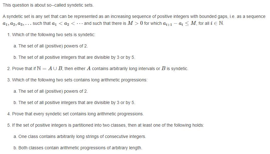 Solved This question is about so-called syndetic sets. A | Chegg.com