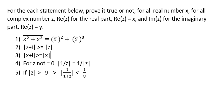 Solved For the each statement below, prove it true or not, | Chegg.com