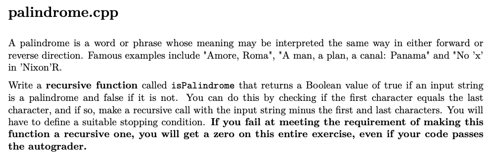 Solved palindrome.cpp A palindrome is a word or phrase whose | Chegg.com