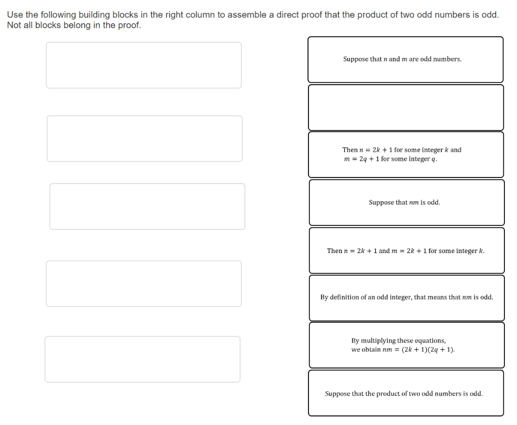 Solved Use the following building blocks in the right column | Chegg.com