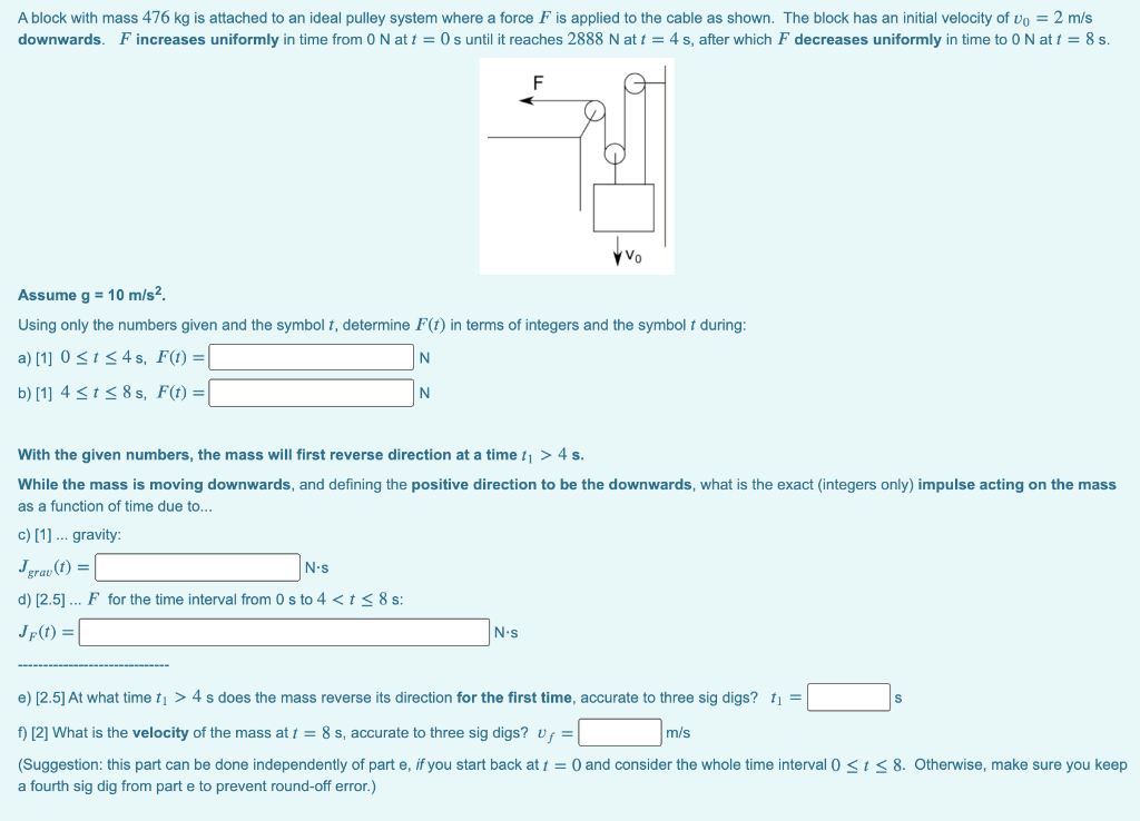 Solved A block with mass 476 kg is attached to an ideal | Chegg.com