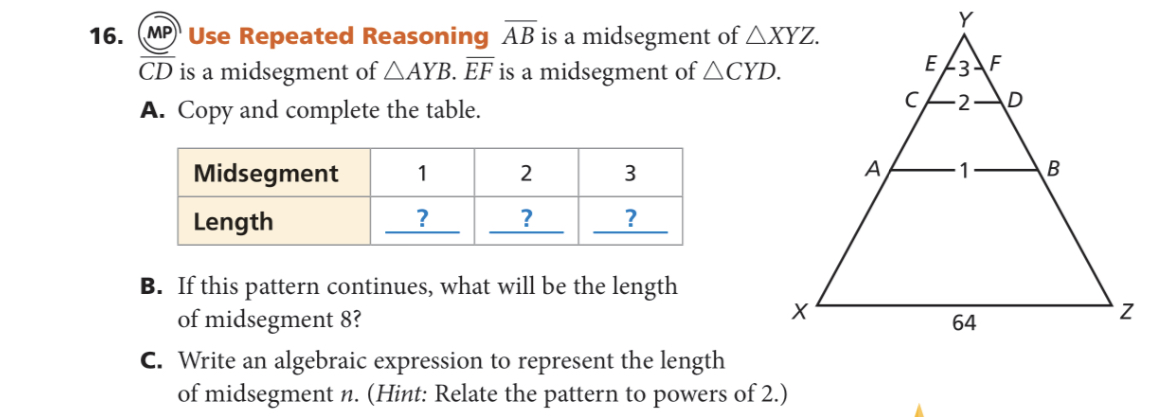 Solved 16. MP Use Repeated Reasoning AB is a midsegment of | Chegg.com
