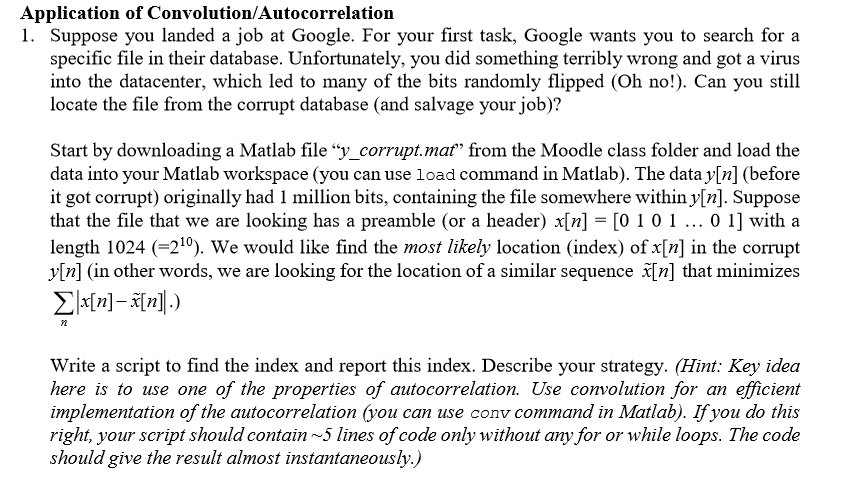 Application of Convolution/Autocorrelation 1. Suppose | Chegg.com
