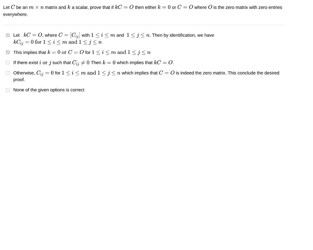 Solved Let C be an m×n matrix and k a scalar, prove that if | Chegg.com