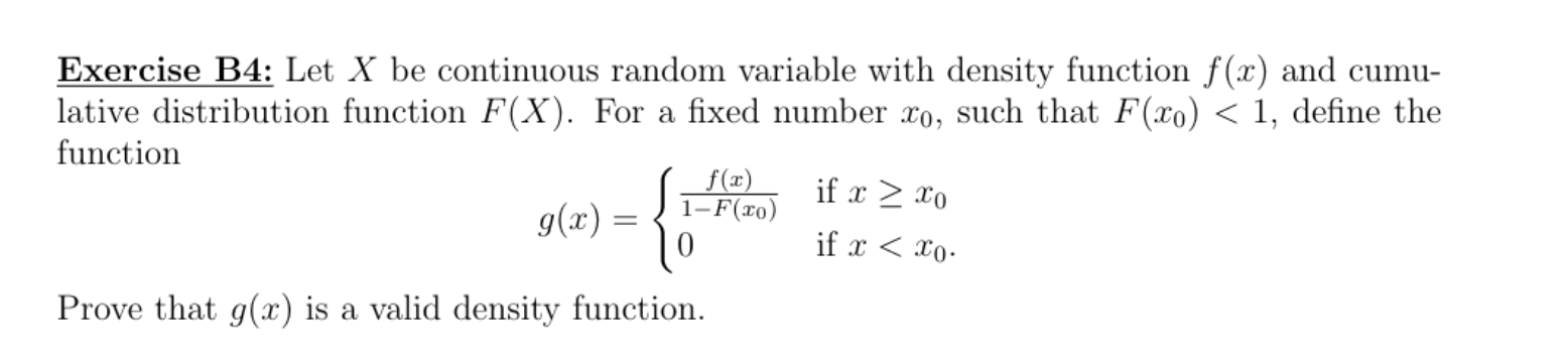 Solved Exercise B4: Let X be continuous random variable with | Chegg.com