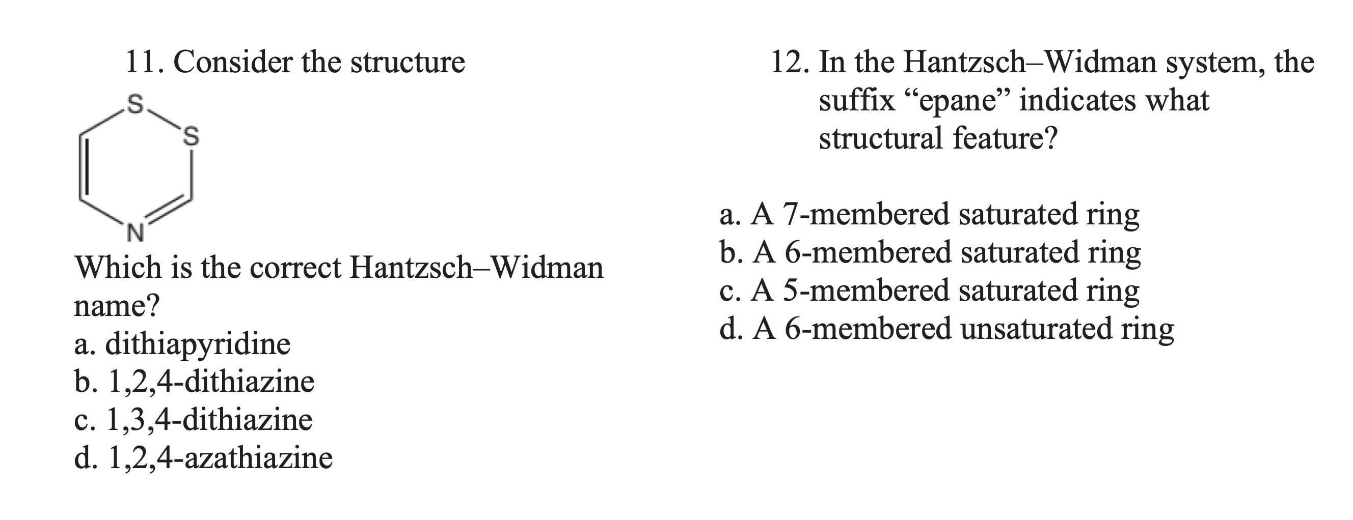 Solved 11. Consider the structure Which is the correct | Chegg.com