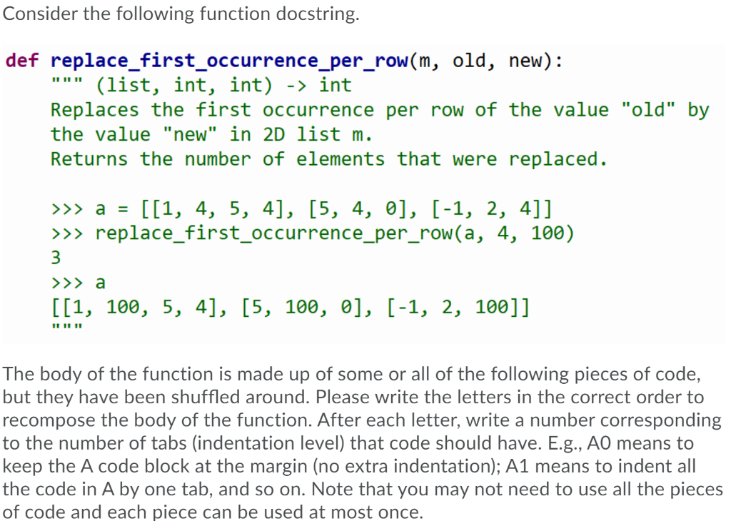 Solved Consider the following function docstring. def | Chegg.com