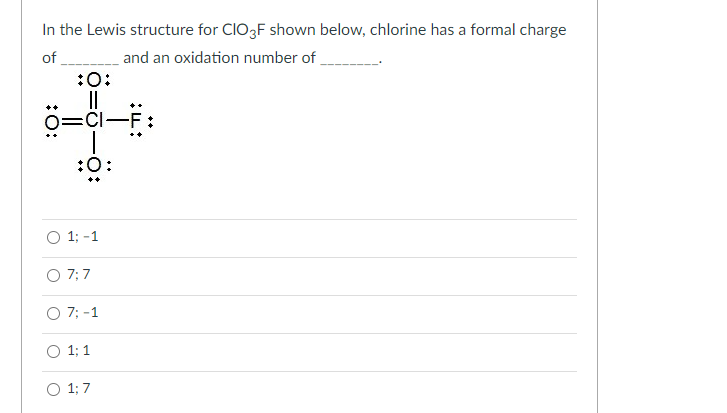 Solved In the Lewis structure for CIO3F shown below, | Chegg.com