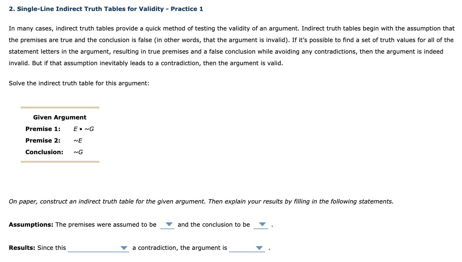 Solved 2. Single-Line Indirect Truth Tables for Validity - | Chegg.com