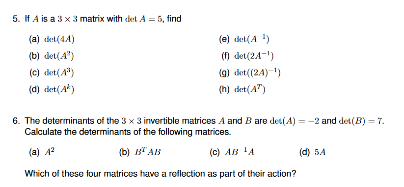 Solved 5. If \\( A \\) is a \\( 3 \\times 3 \\) matrix with | Chegg.com