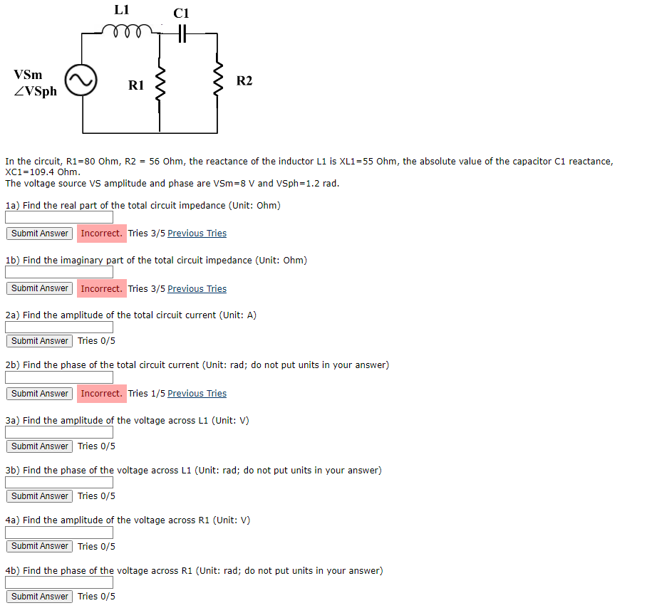 Solved In the circuit, R1=80Ohm,R2=56Ohm, the reactance of | Chegg.com