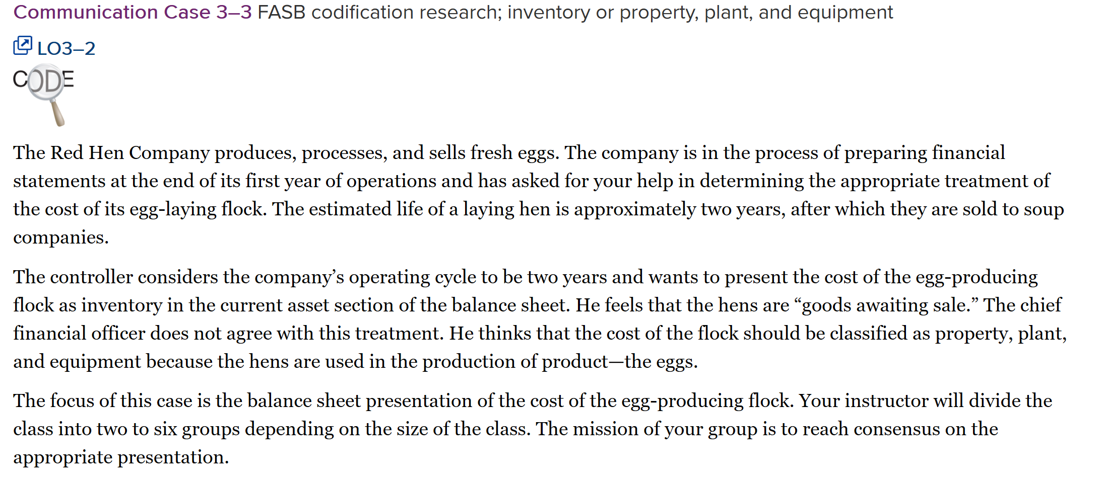 Communication Case 3-3 FASB Codification. Classifying | Chegg.com
