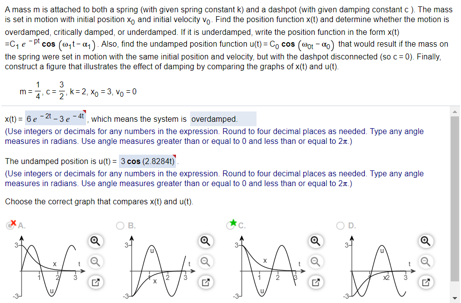 Solved A mass m is attached to both a spring (with given | Chegg.com