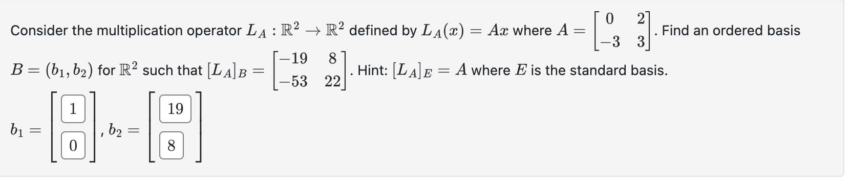 Solved Consider the multiplication operator LA:R2→R2 | Chegg.com