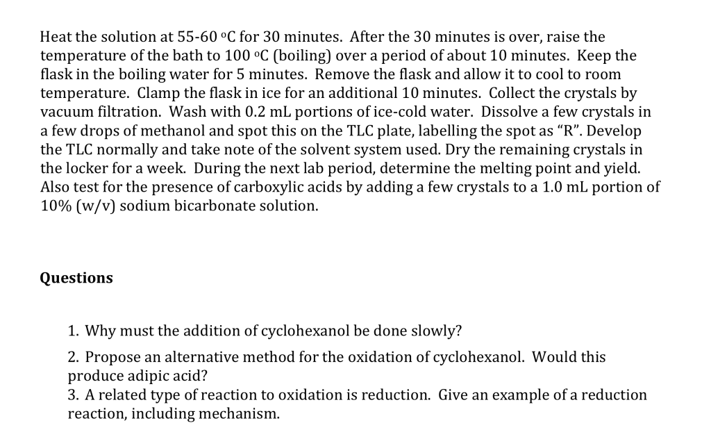 Solved EXPERIMENT #2-OXIDATION OF CYCLOHEXANOL INTRODUCTION: | Chegg.com