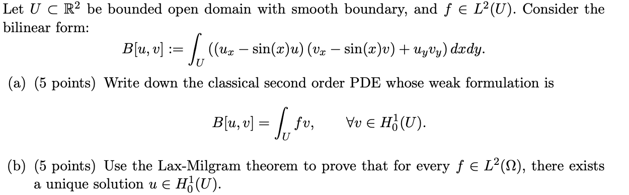 Solved Let U⊂R2 be bounded open domain with smooth boundary, | Chegg.com