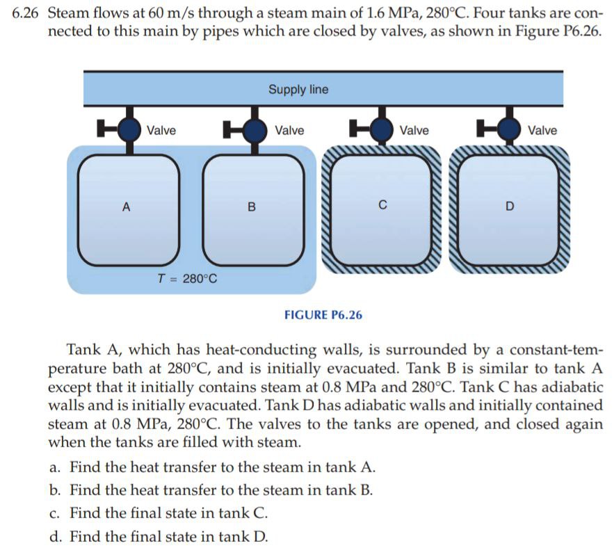 6.26 Steam flows at 60 m/s through a steam main of | Chegg.com