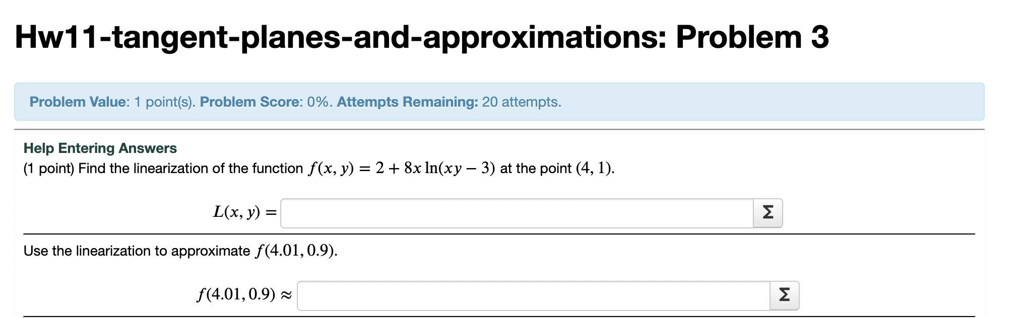 Solved Hw11-tangent-planes-and-approximations: Problem 3 | Chegg.com