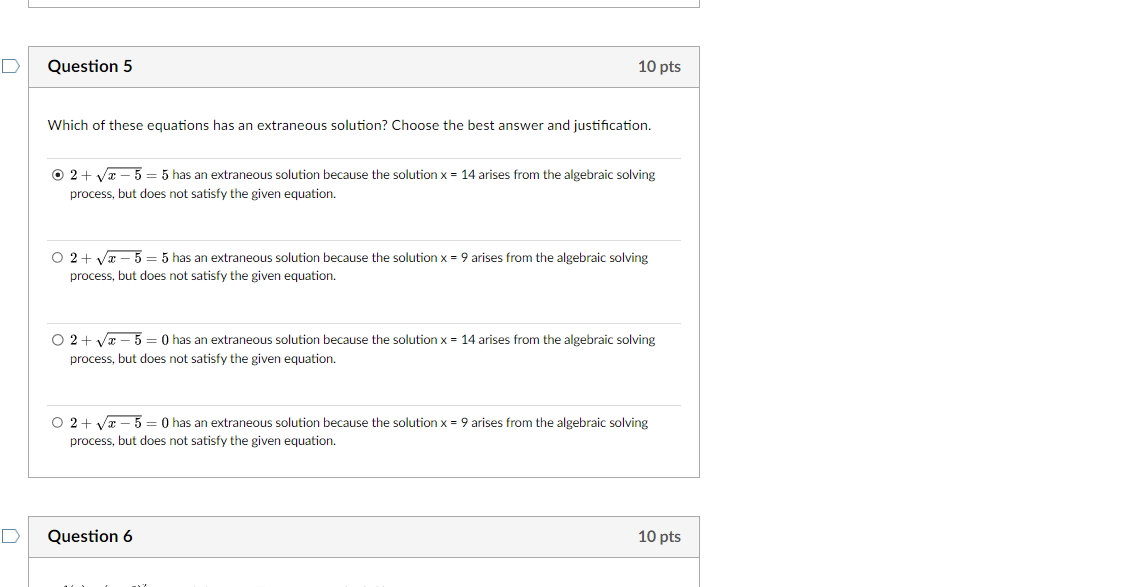 Solved Which of these equations has an extraneous solution? | Chegg.com