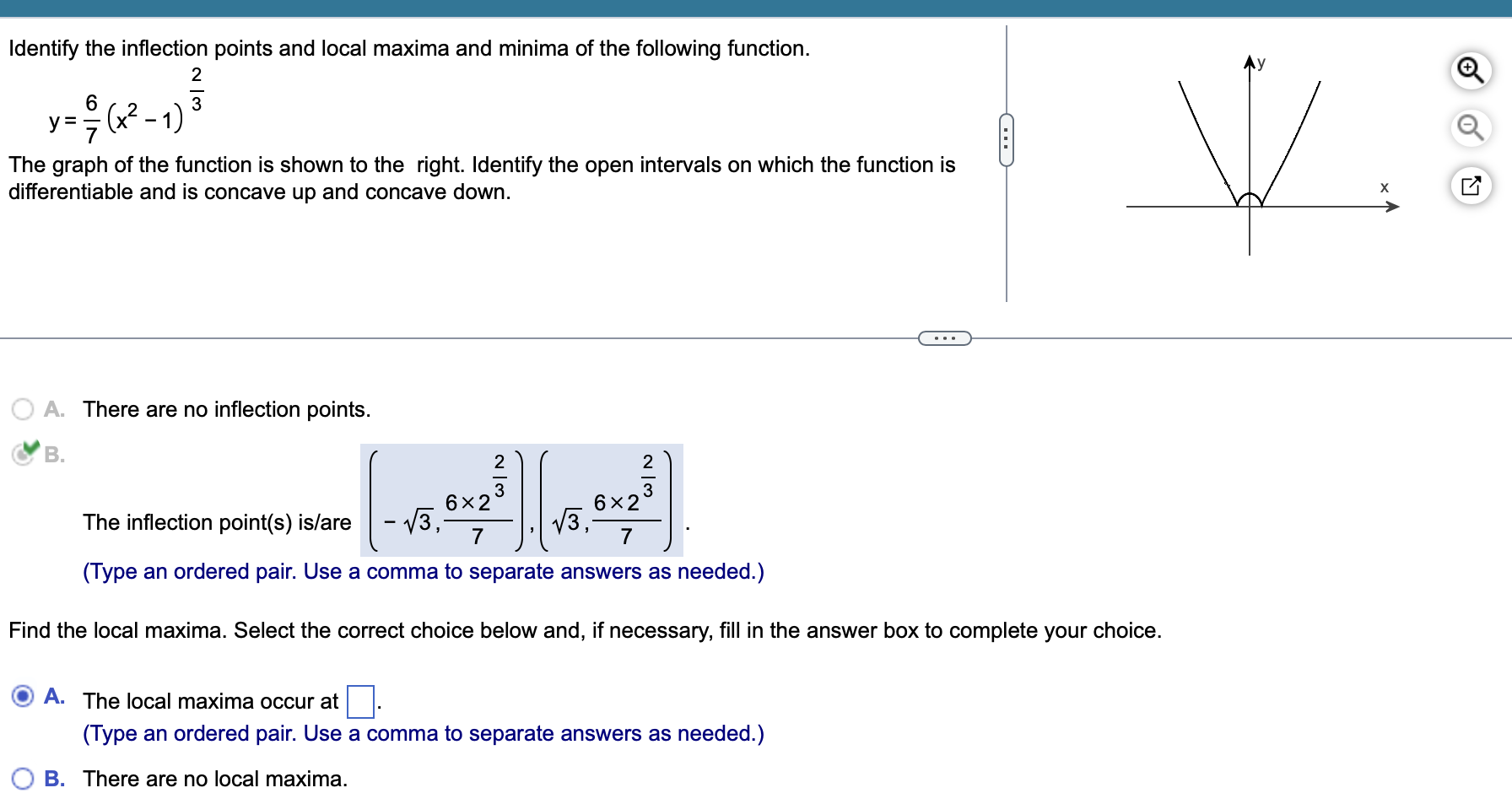 Solved Identify the inflection points and local maxima and | Chegg.com