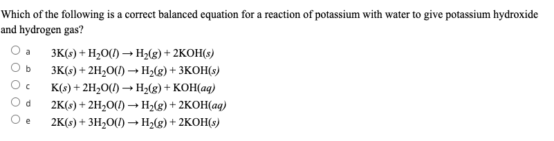 Solved a Which of the following is a correct balanced | Chegg.com