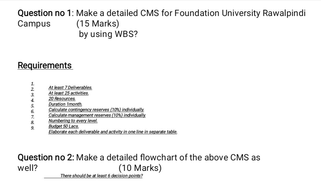 Question no 1: Make a detailed CMS for Foundation | Chegg.com
