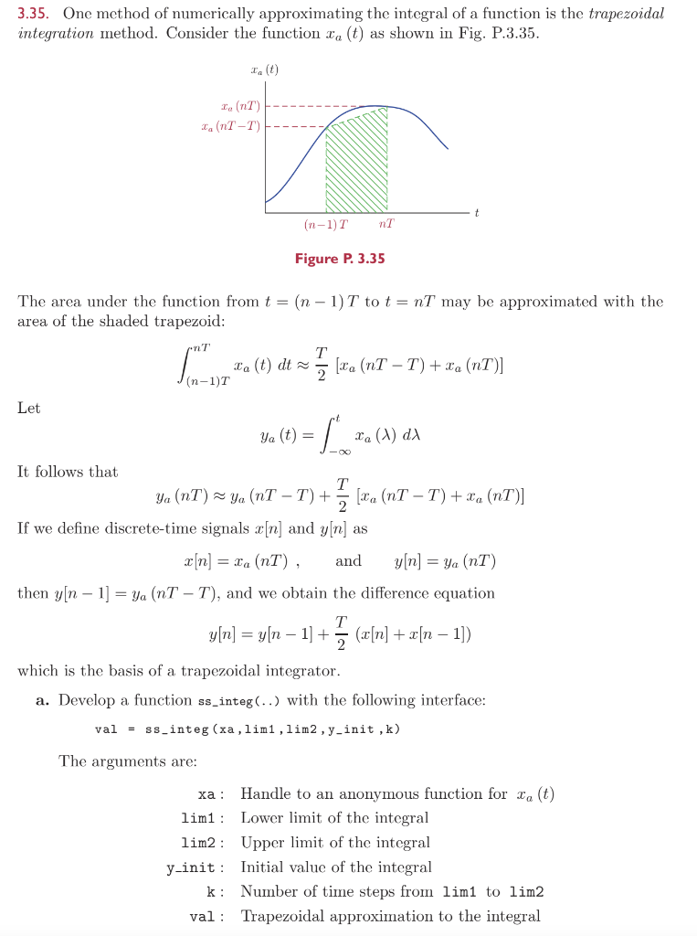 Solved 3.35. One method of numerically approximating the | Chegg.com