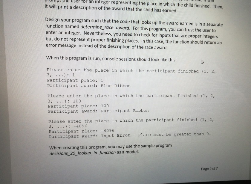 Solved Exercise 1 A foot race has been held for a large | Chegg.com