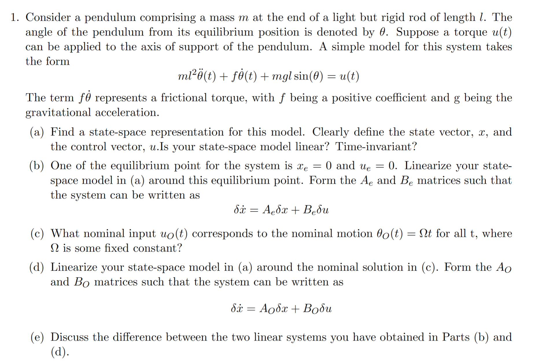 Solved Consider a pendulum comprising a mass m at the end of | Chegg.com