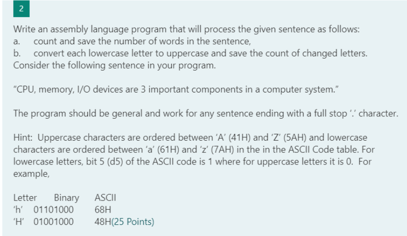Solved 2 Write an assembly language program that will | Chegg.com