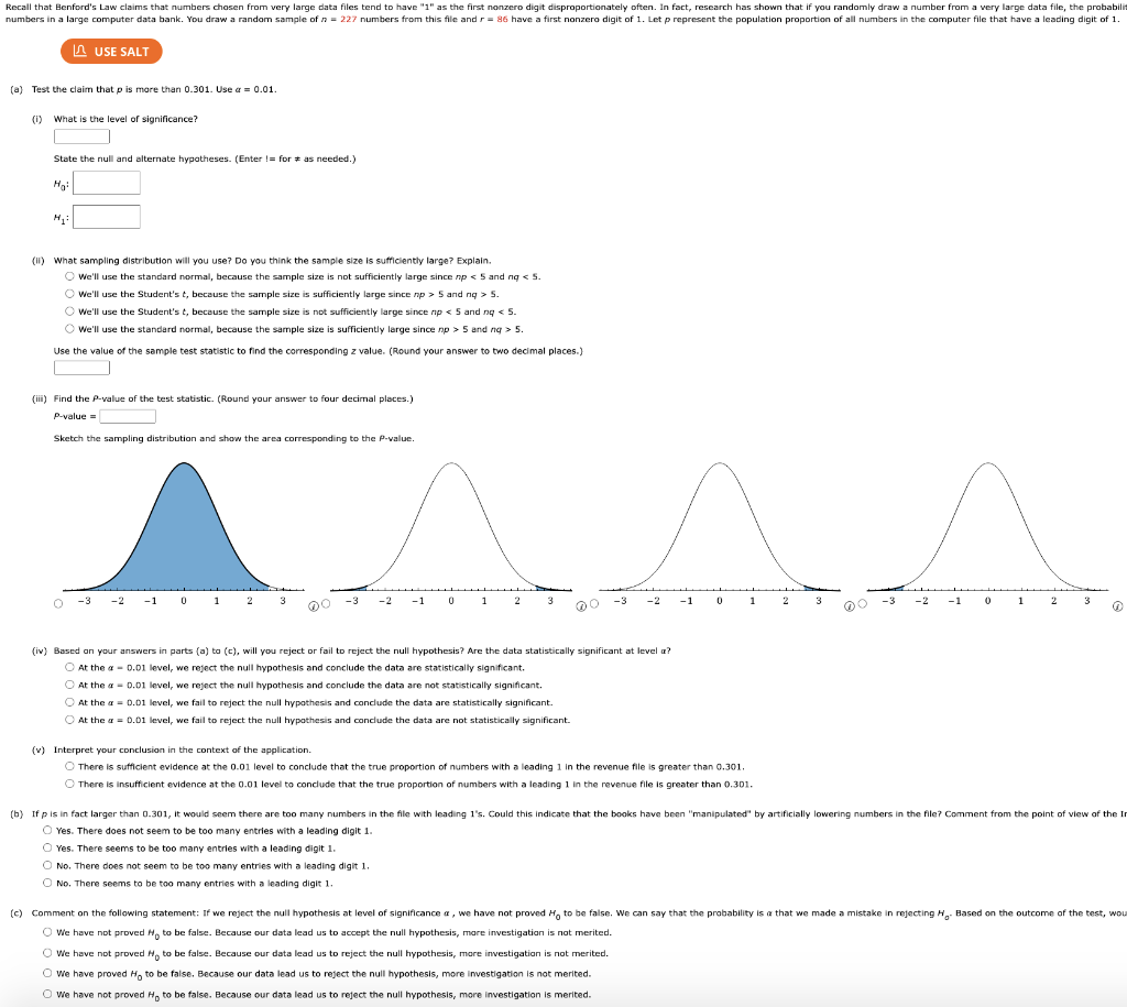 Solved Recall that Benford's Law claims that numbers chosen | Chegg.com