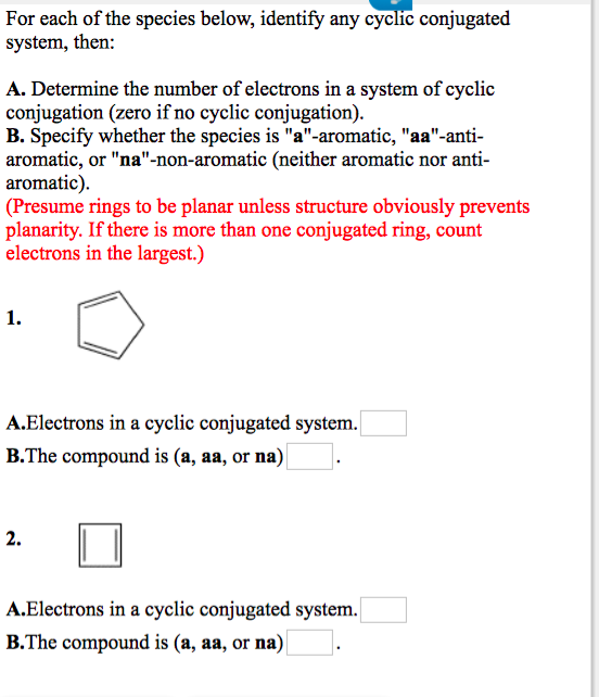 Solved For each of the species below, identify any cyclic | Chegg.com