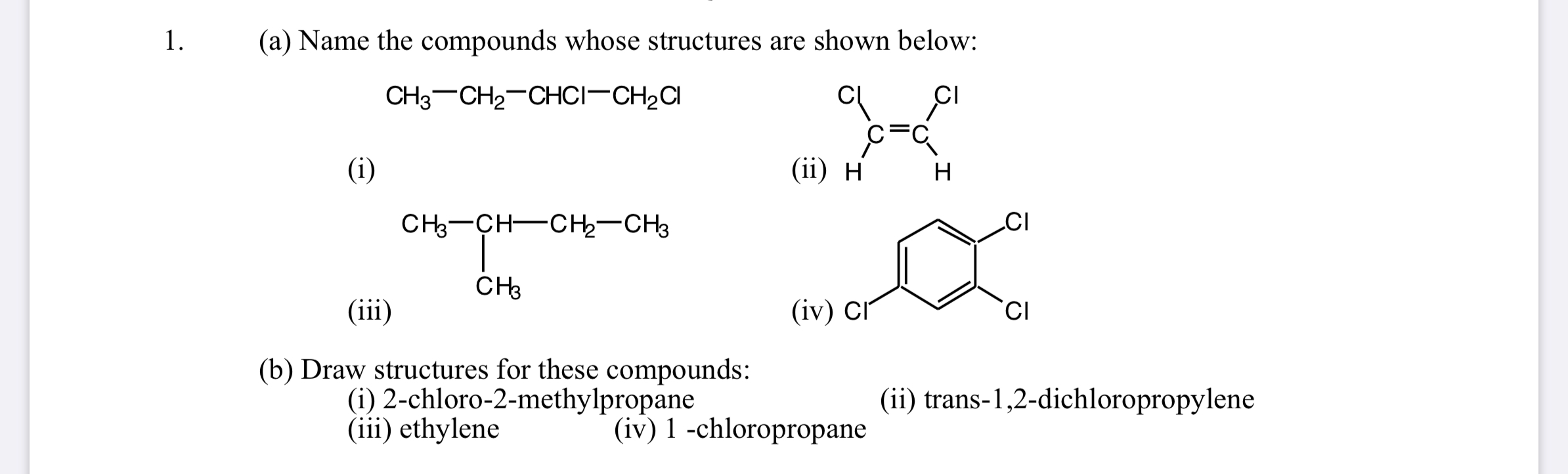 Solved (a) Name the compounds whose structures are shown | Chegg.com