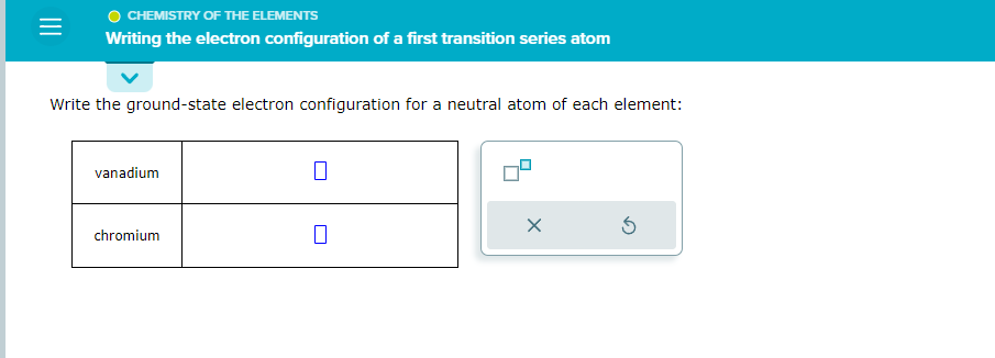 Solved Writing the electron configuration of a first | Chegg.com