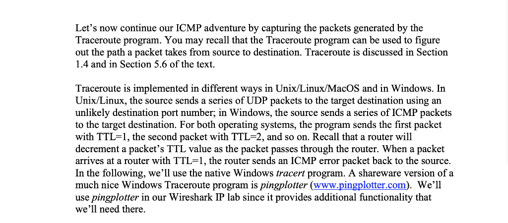 Solved ICMP messages generating by the Ping program; ICMP | Chegg.com