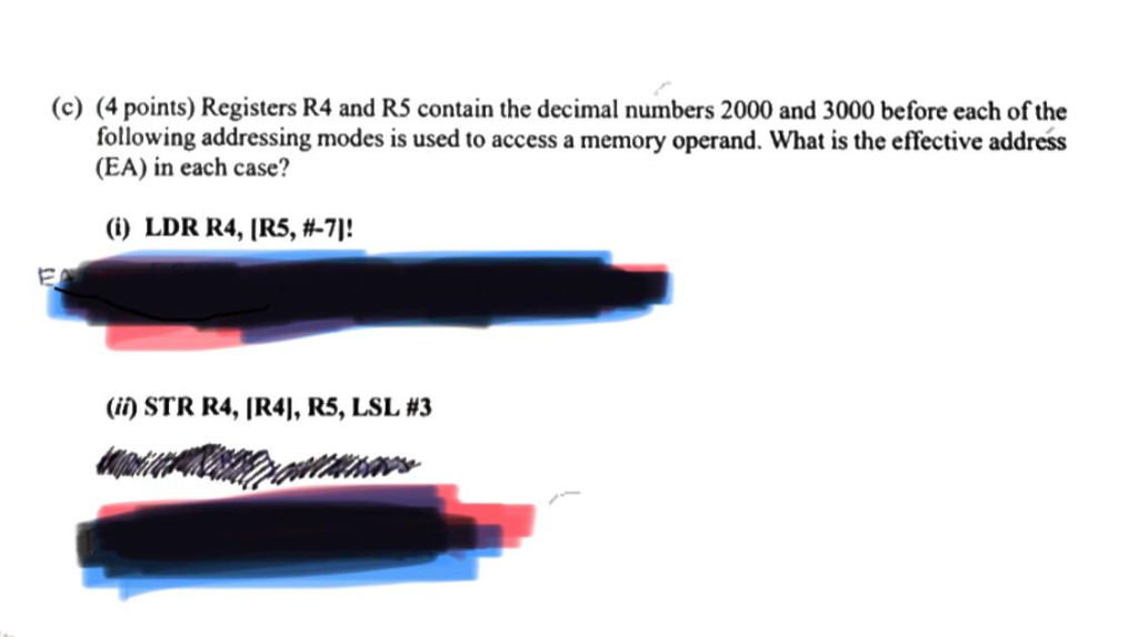 (c) (4 points) Registers R4 and R5 contain the | Chegg.com