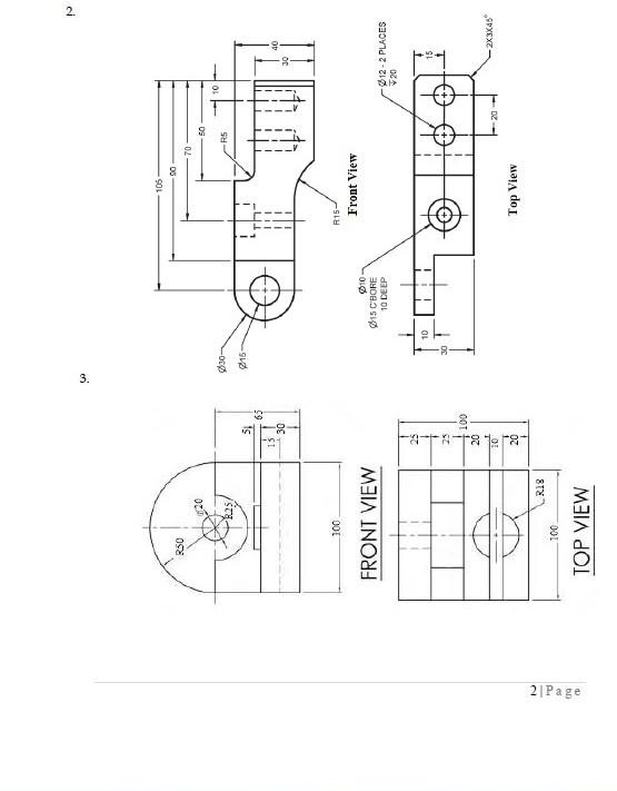 Solved Using the Autocad 2018 or 2019 to draw the missing | Chegg.com
