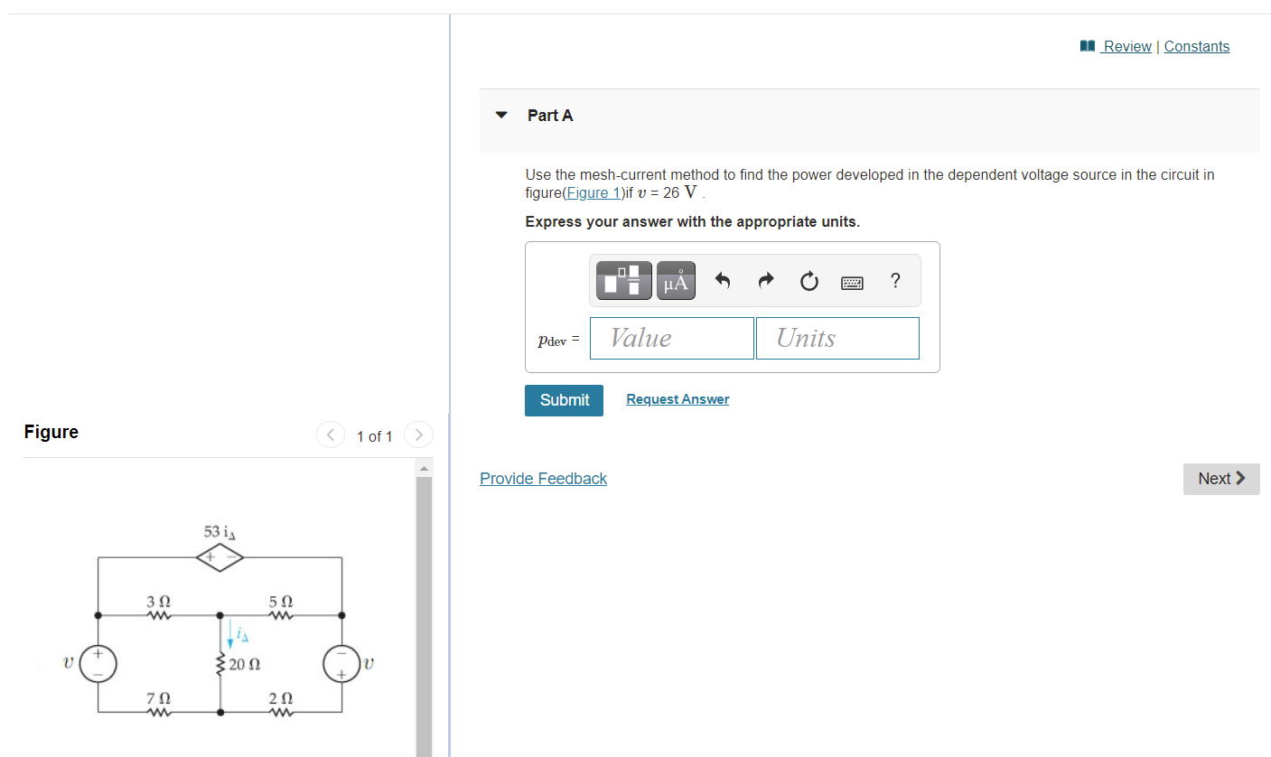 Solved A Review Constants Part A Use the mesh-current method | Chegg.com