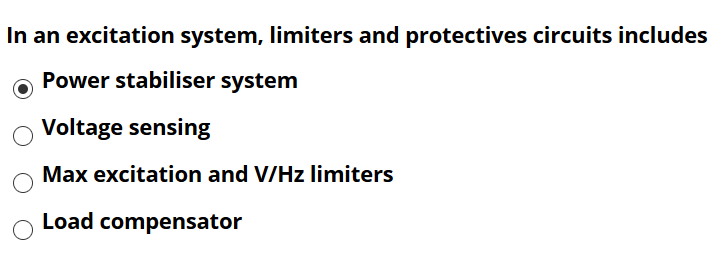 Solved In an excitation system, limiters and protectives | Chegg.com