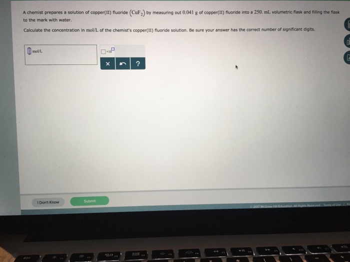 Solved A chemist prepares a solution of copper(II) fluoride | Chegg.com