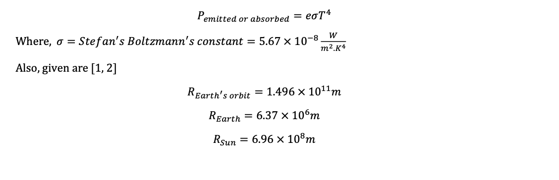 Solved eot 4 Pemitted or absorbed = Where, o = Stefan's | Chegg.com