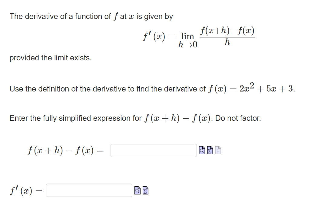 Solved The derivative of a function of f ﻿at x ﻿is given | Chegg.com