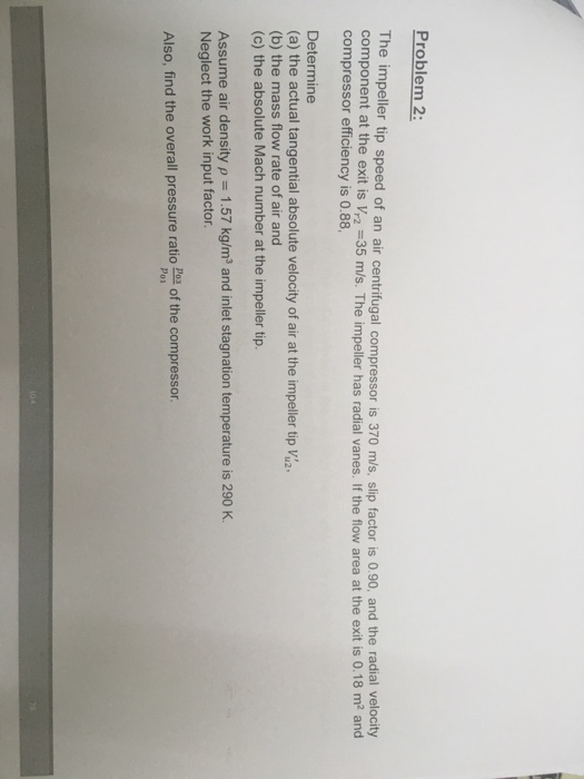 Solved The impeller tip speed of an air centrifu9al | Chegg.com