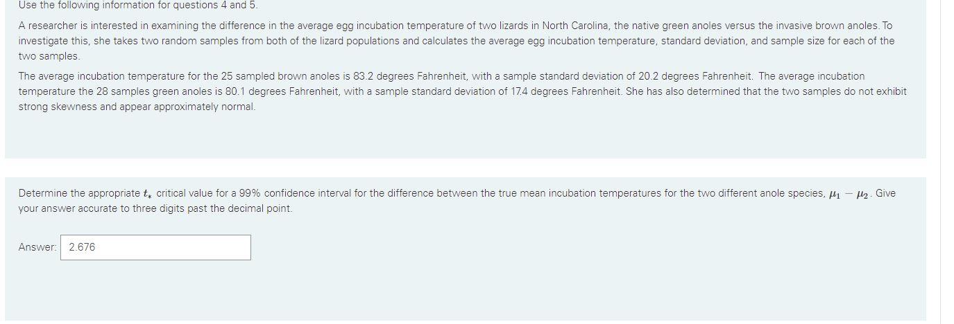Solved Use the following information for questions 4 and 5. | Chegg.com